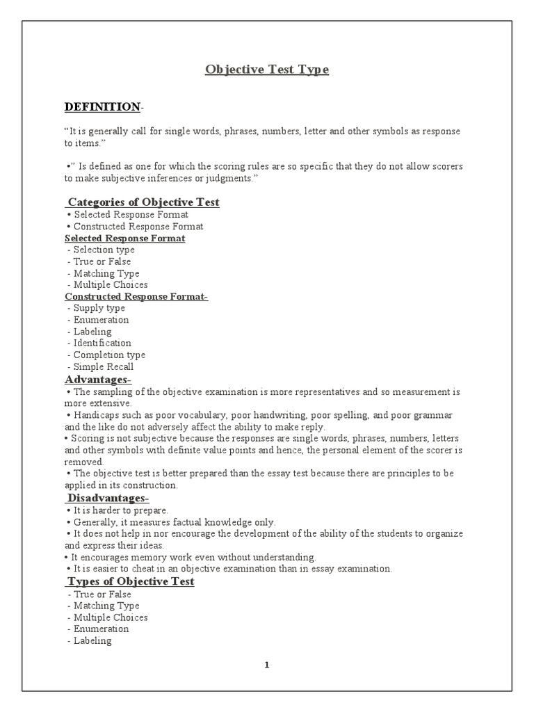 Objective Assessment Types: A Comprehensive Guide to Constructing ...