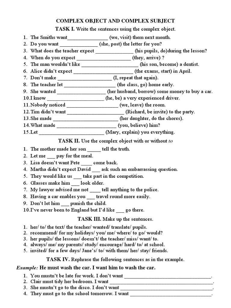 Complex Subject and Complex Object (Part 2) | PDF