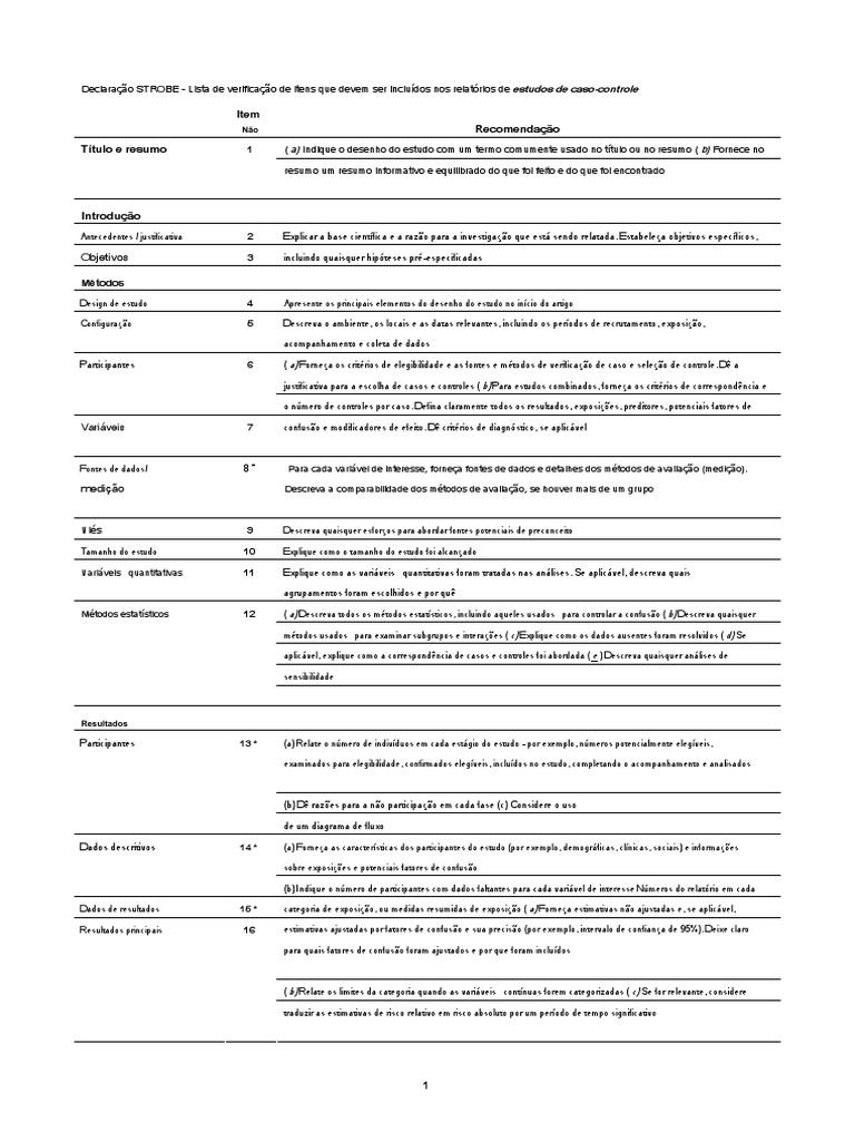 STROBE Checklist v4 Case-Control - En.pt | PDF | Variável de confusão ...