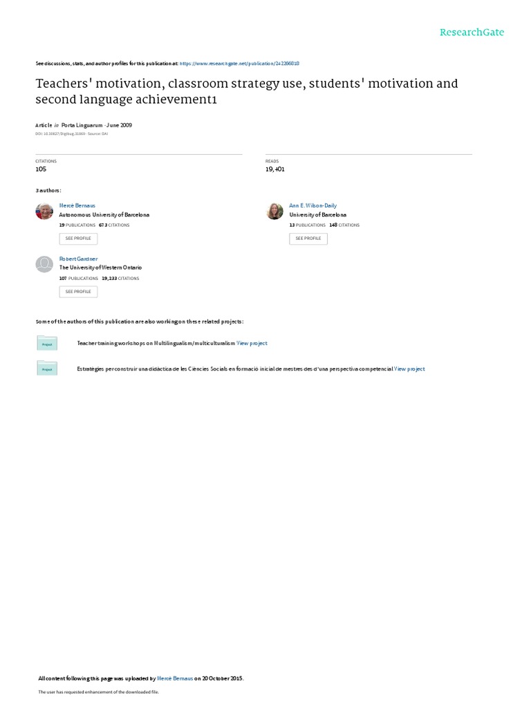 Teachers' Motivation, Classroom Strategy Use, Students' Motivation and ...