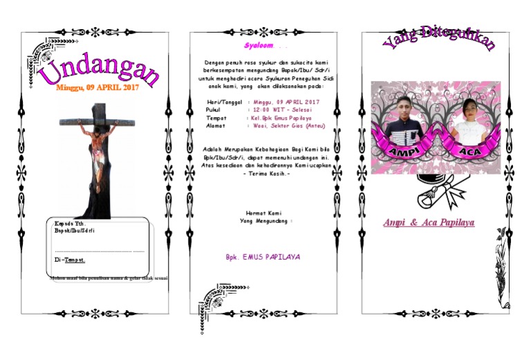 Undangan Syukuran Peneguhan Sidi | PDF