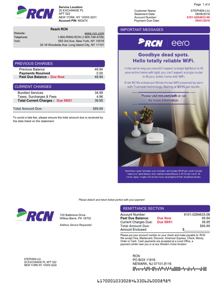 RCN Statement 6101-0284633-06.2018-08-06.10743 | PDF | Fee | Payments