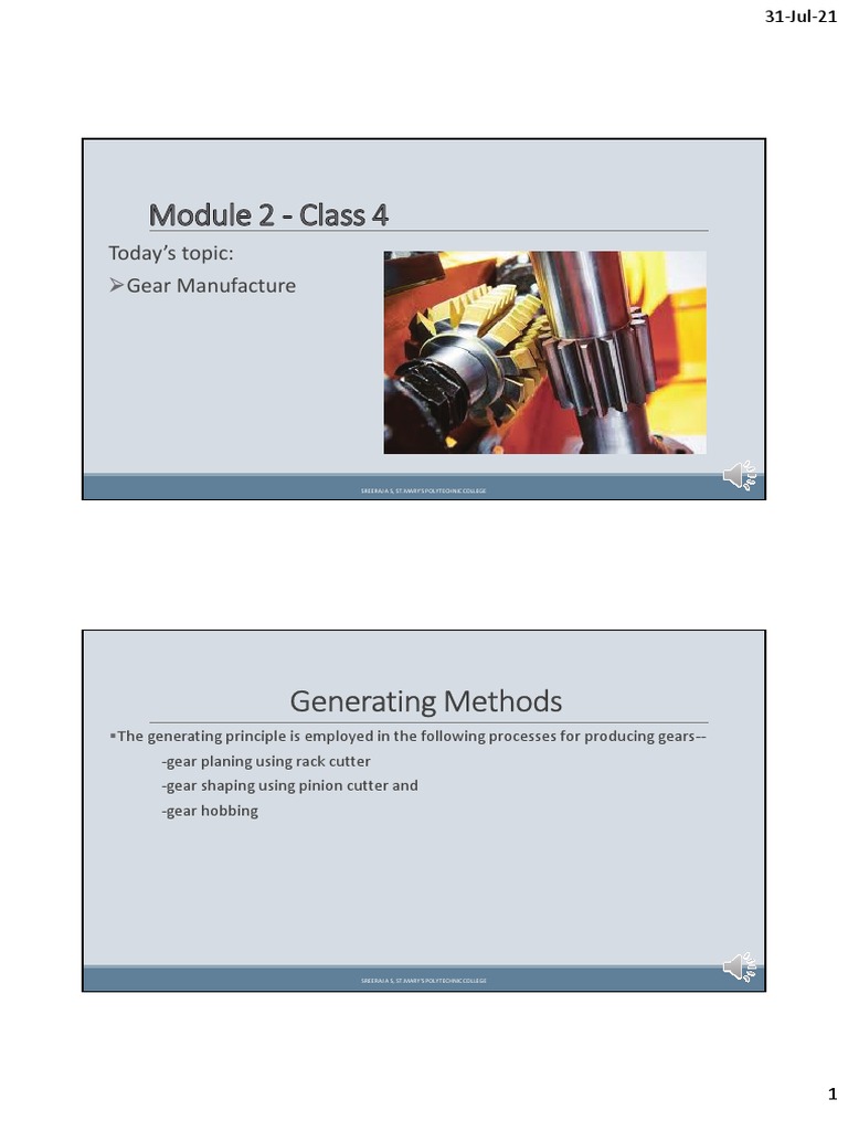 Module 2 Class 4 | PDF | Gear | Grinding (Abrasive Cutting)
