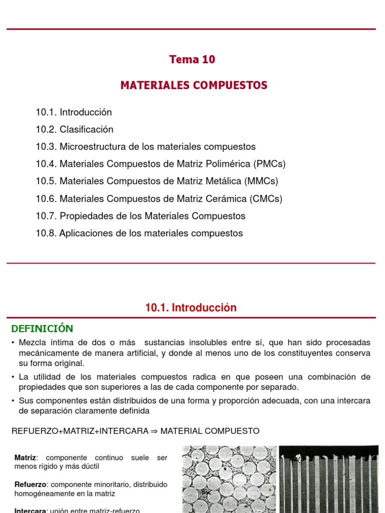 Tema 10 Materiales Compuestos | PDF | Material compuesto | Materiales