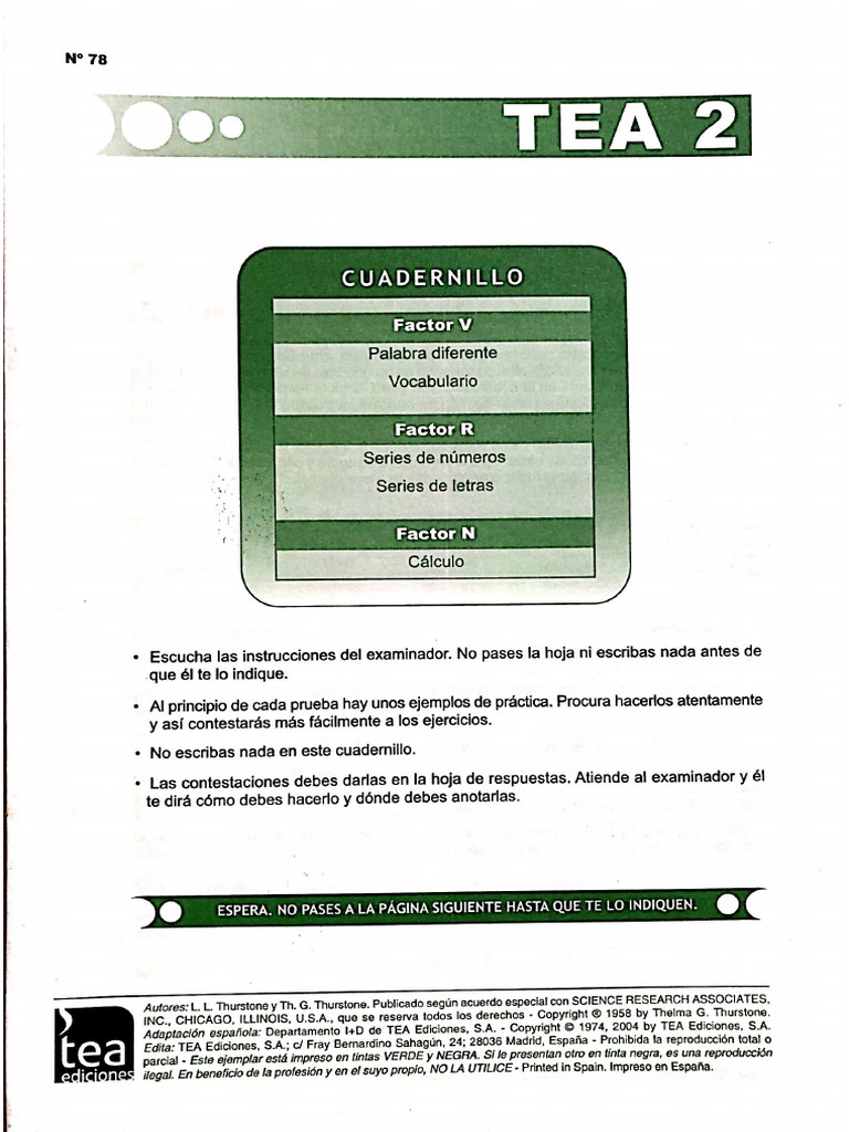 Cuadernillo Tea 1 | PDF