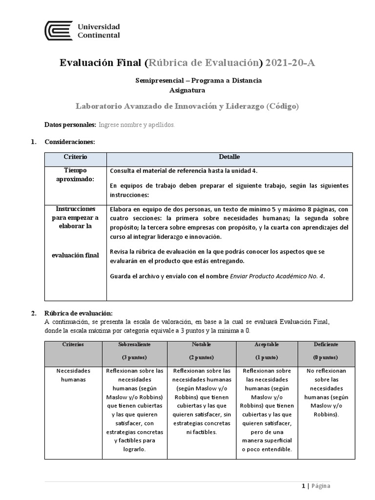 Examen Final Con Rubrica Adecuada | PDF