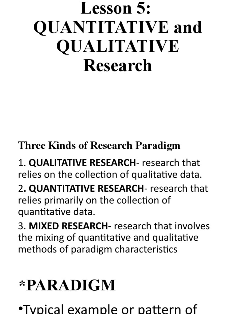 Lesson 5 Quantitative Research | PDF | Quantitative Research ...