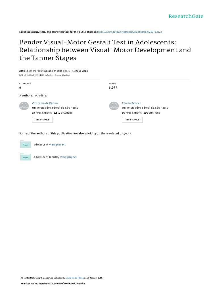 Bender Visual-Motor Gestalt Test in Adolescents1 | PDF | Puberty ...