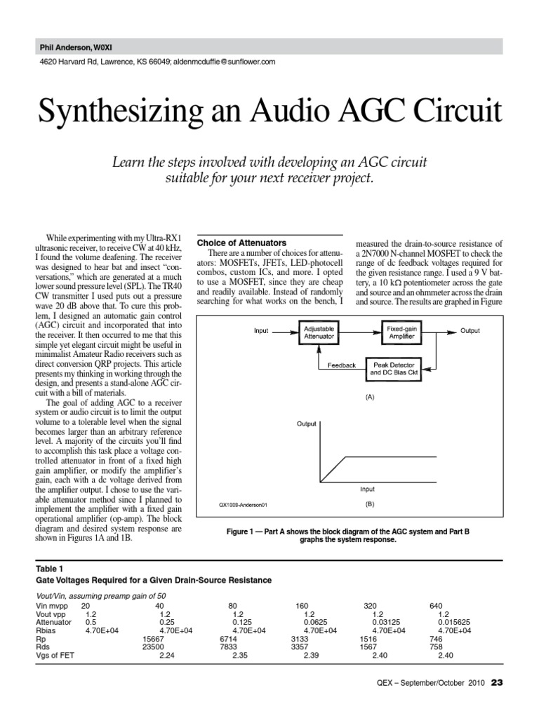 Synthesizing An Audio Agc Circuit Pdf Operational Amplifier Field