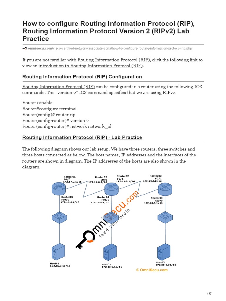 How To Configure Routing Information Protocol RIP Routing Information Protocol Version 2 RIPv2 ...