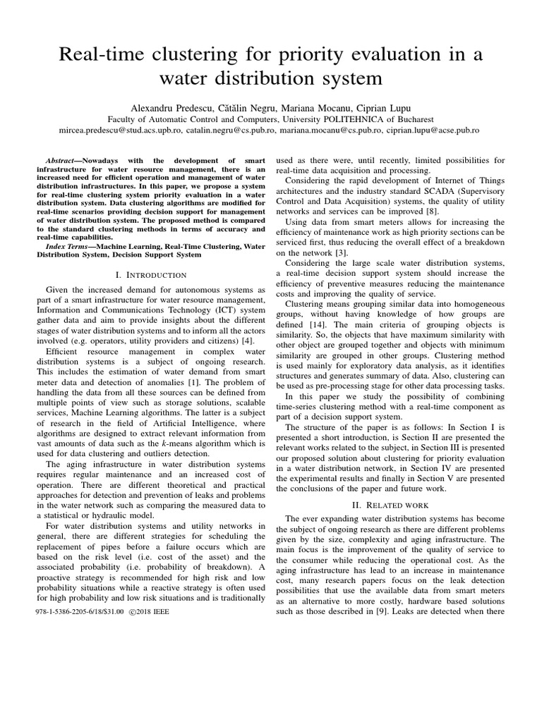 Real-time Clustering for Water System Priority Evaluation | PDF ...