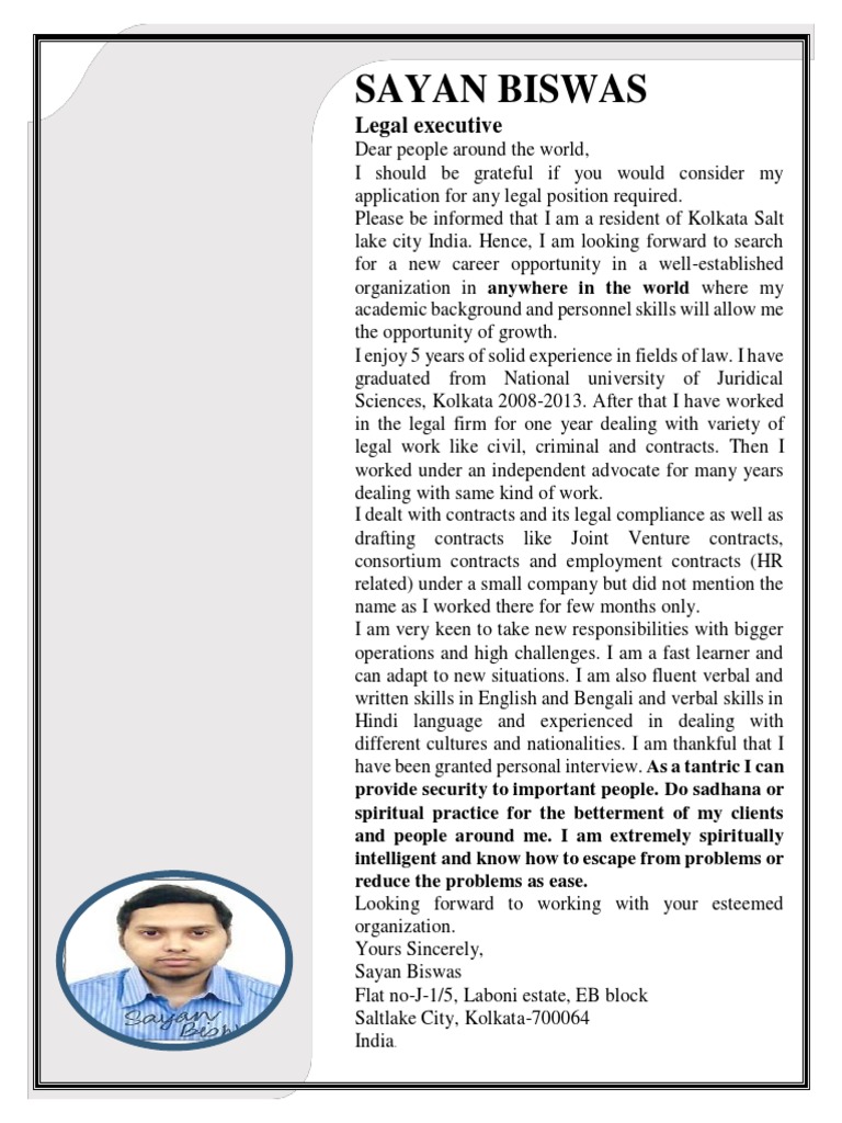 Sayan Biswas CV Tantra | PDF | Advocate