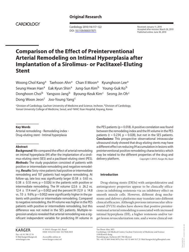 Comparison of The Effect of Preinterventional Arterial Remodeling On ...