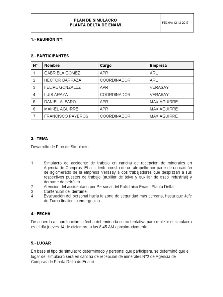 Plan de Simulacro Vig | PDF