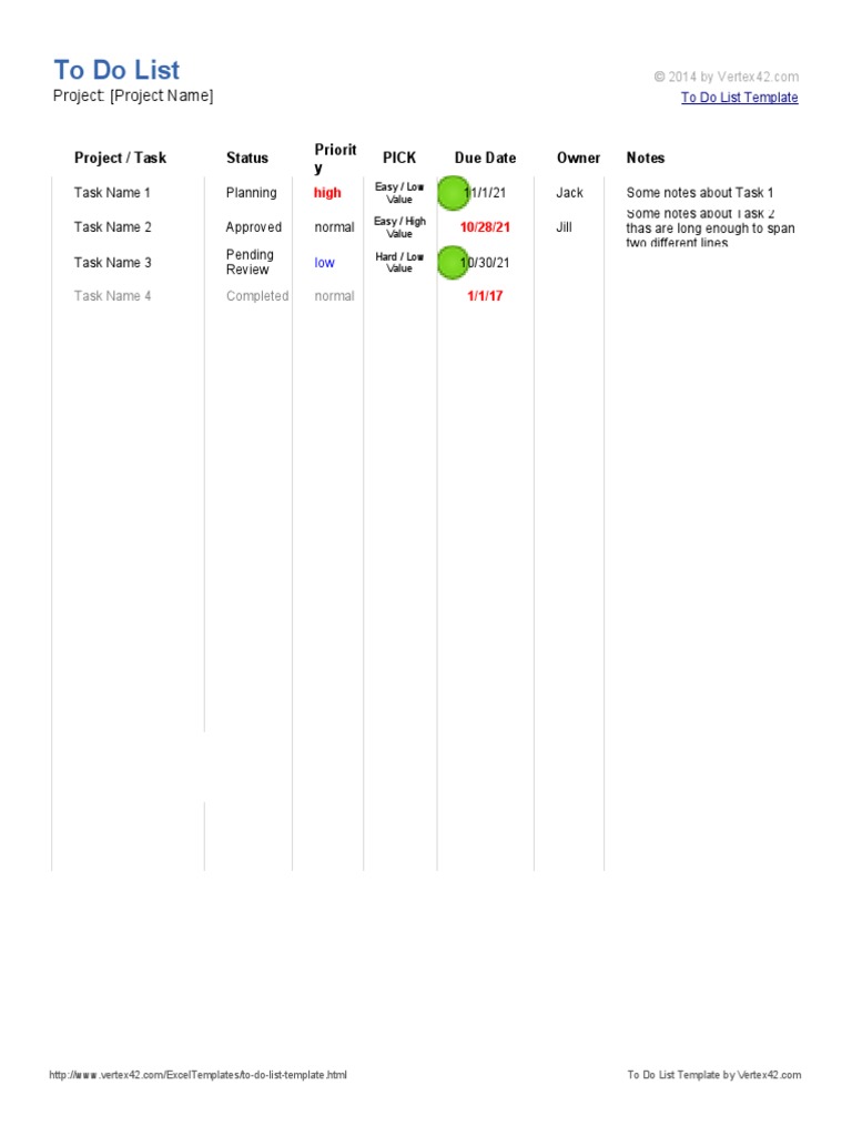 To Do List: Project: (Project Name) | PDF | Spreadsheet | Worksheet