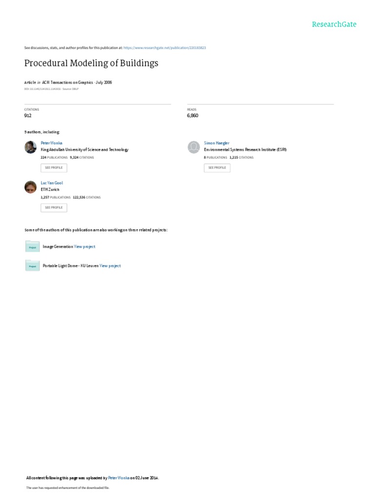 Procedural Modeling of Buildings | PDF | Shape | Computer Aided Design