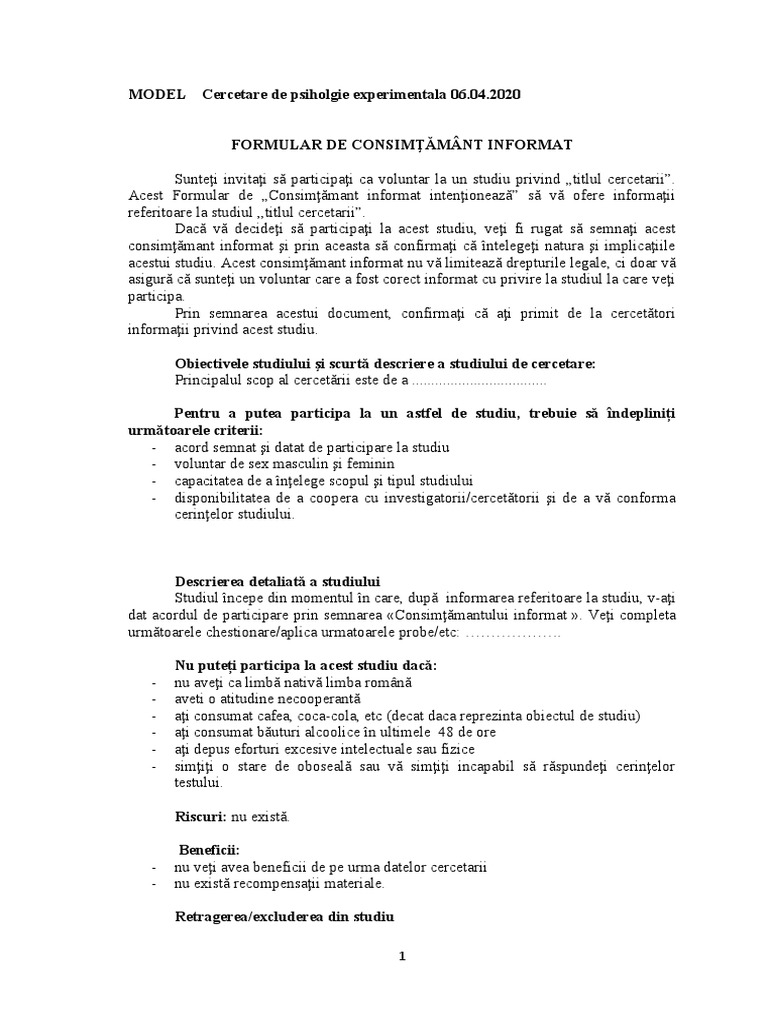 Consimtamant Informat | PDF