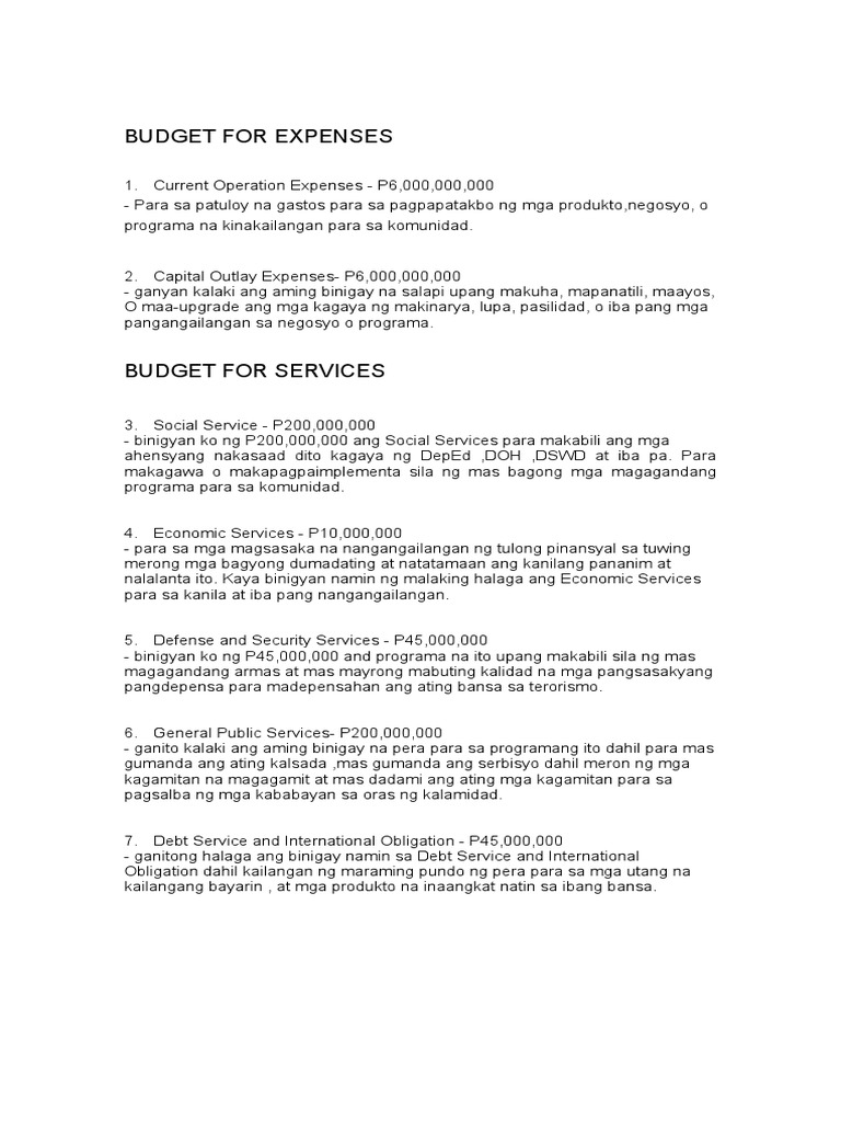 Example Budget Proposal (Araling Panlipunan) | PDF