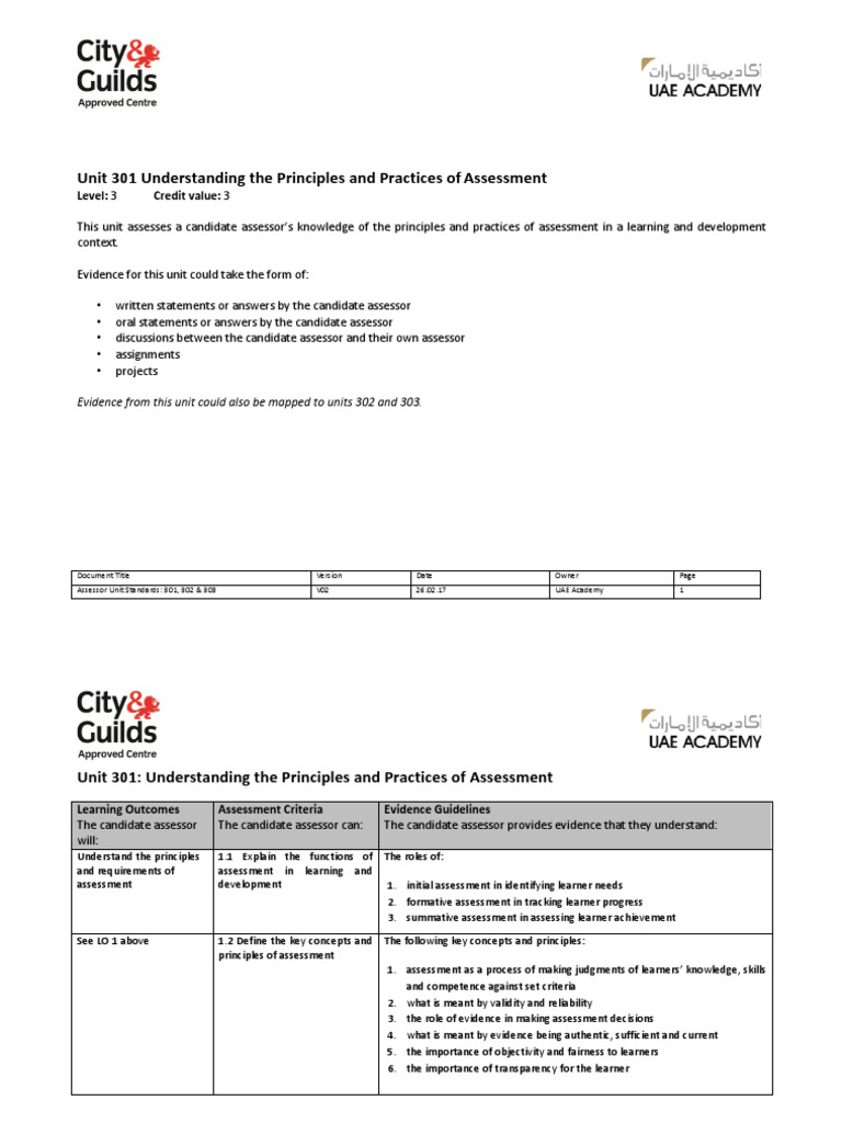 Unit 301 Standards | PDF | Educational Assessment | Learning