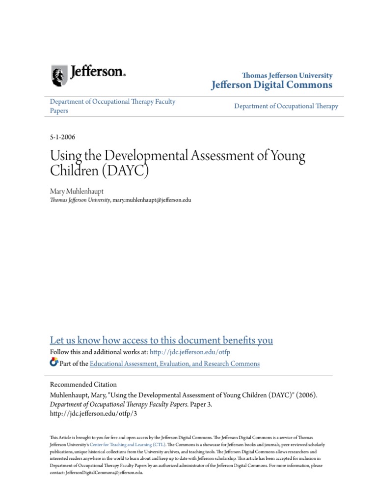 Using The Developmental Assessment of Young Children (DAYC) : Jefferson ...