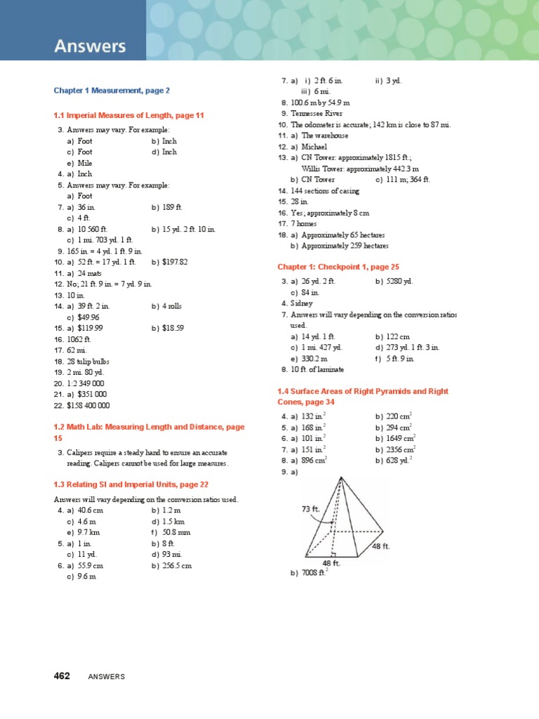 Chapter 1 Measurement, Page 2: 1.1 Imperial Measures of Length, Page 11 ...