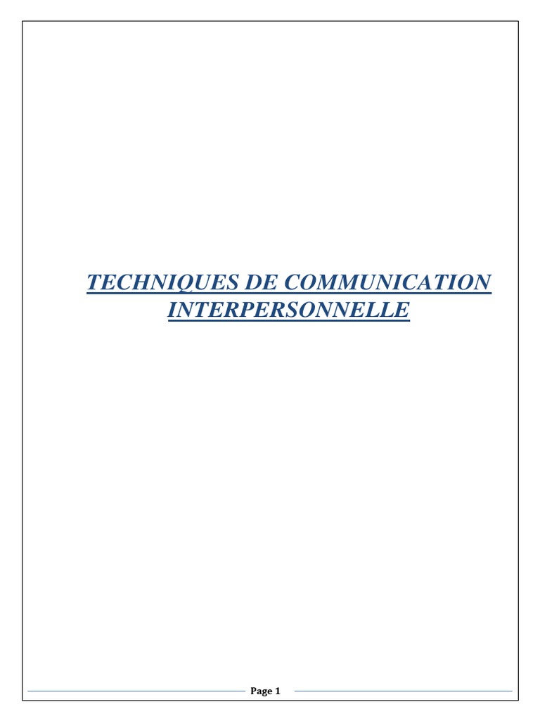 Techniques de Communication - Cours | PDF | la communication ...