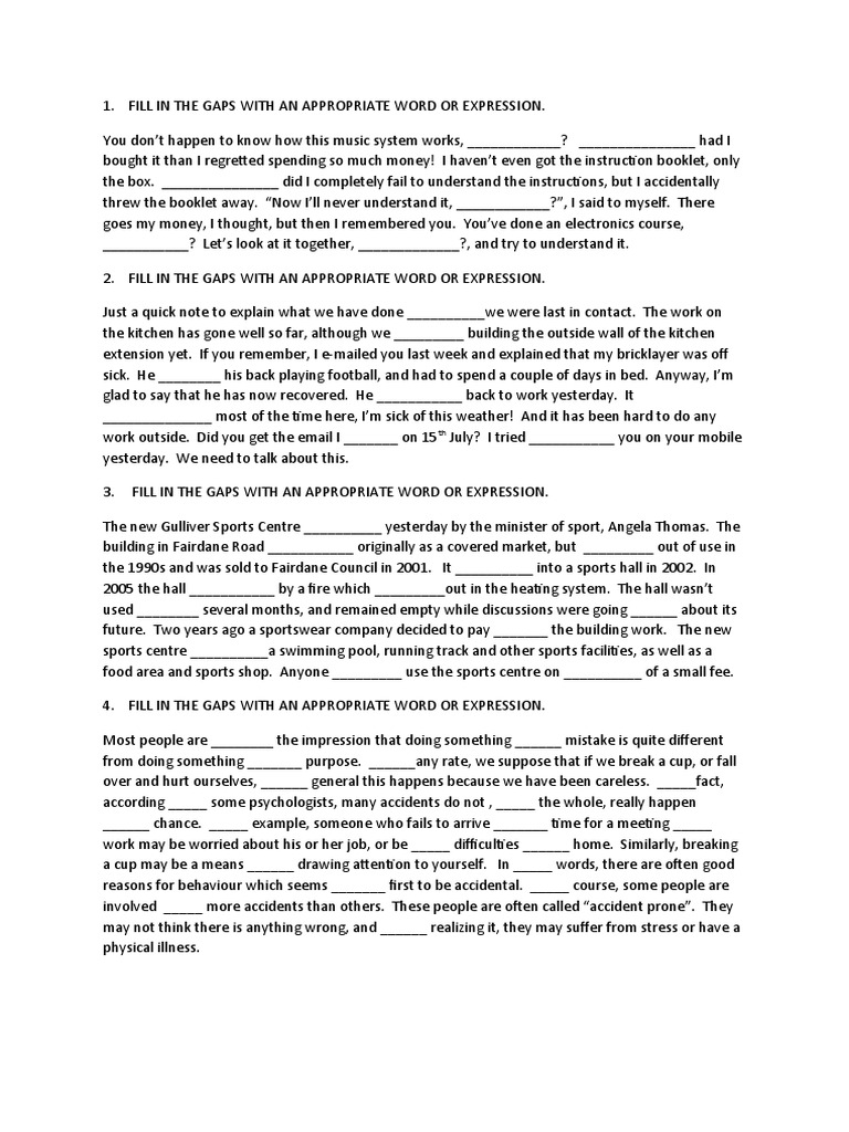 Fill in The Gaps - Short Texts | PDF