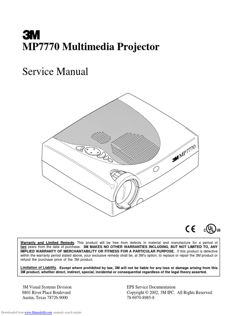 3M MP7770 Multimedia Projector Service Manual | PDF | Electrical ...