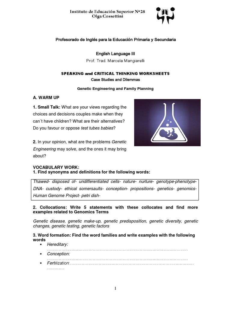 Genetic Engineering Activity - Case Studies - Worksheets - LG III | PDF ...