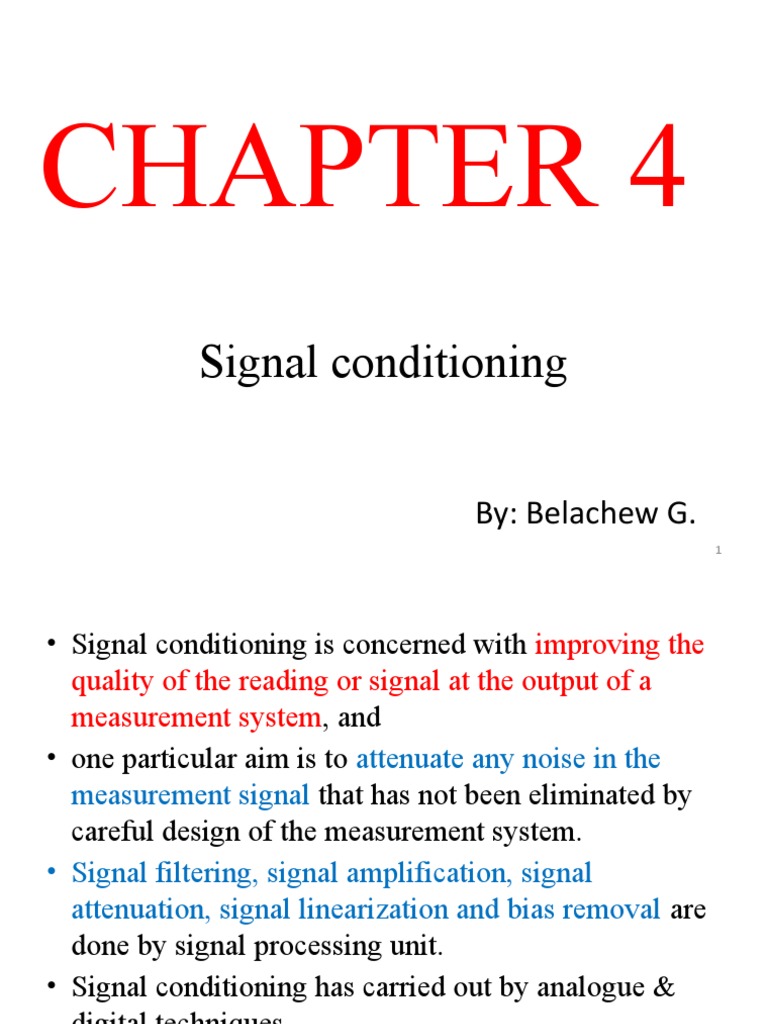 Chapter 4 - Signal Conditioning | PDF | Electronic Filter | Amplifier
