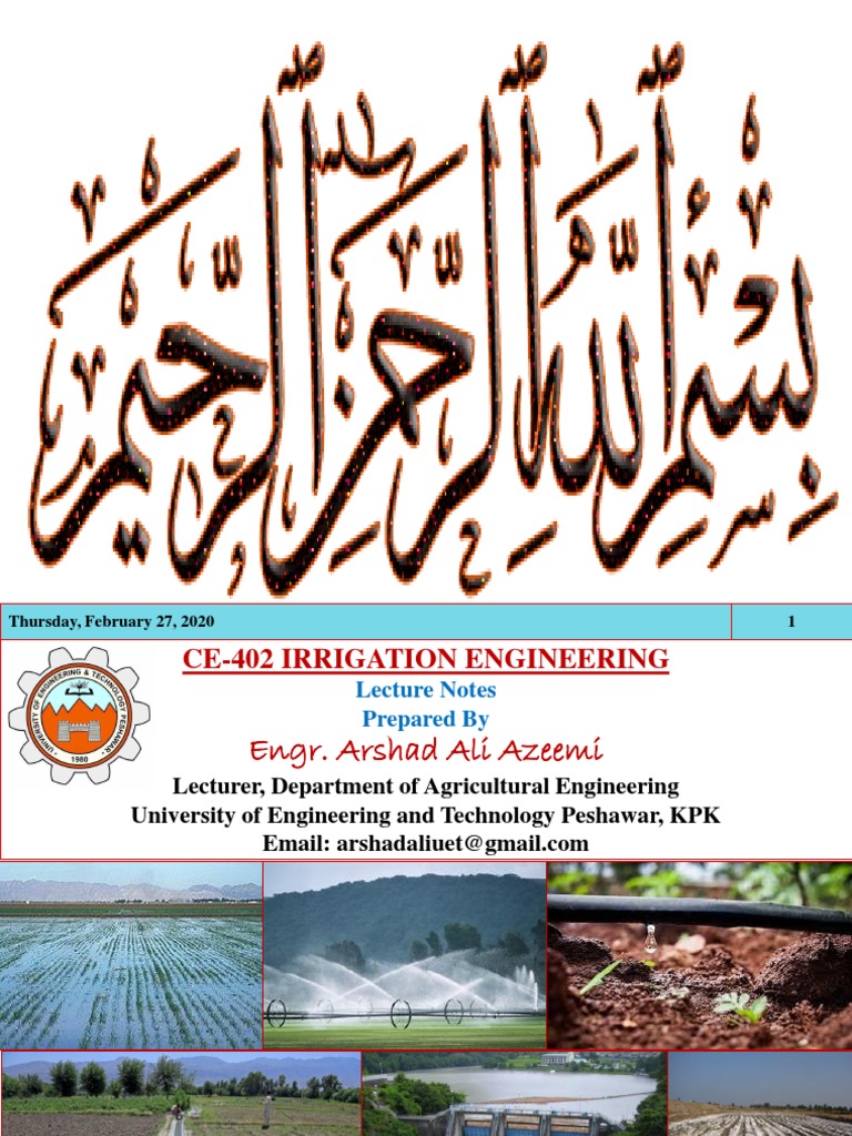 Lecture # 01. Introduction, Water Resources, & Irrigation. | PDF ...