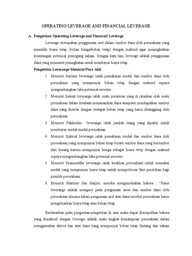 Operating Leverage and Financial Leverage | PDF