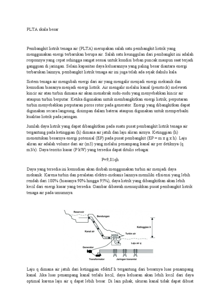PLTA Skala Besar: Potensi dan Struktur | PDF | Teknologi & Rekayasa
