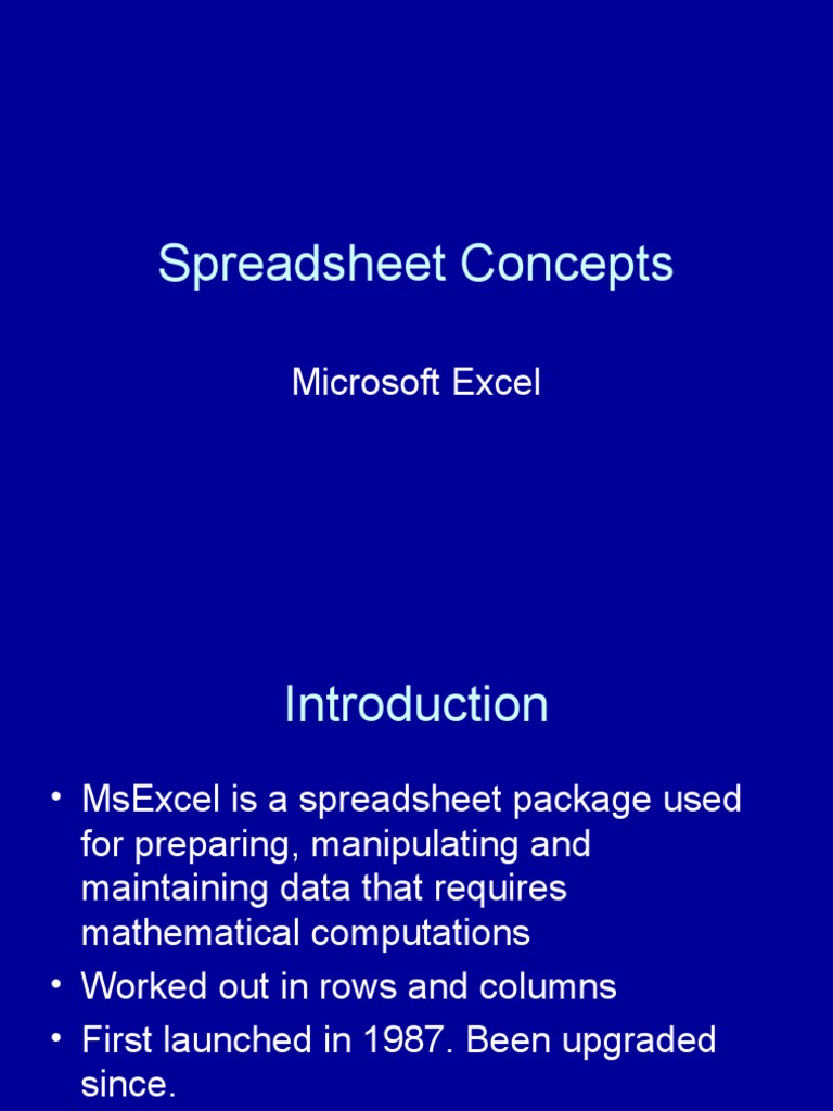 Spreadsheet Concepts: Microsoft Excel | PDF | Spreadsheet | Microsoft Excel