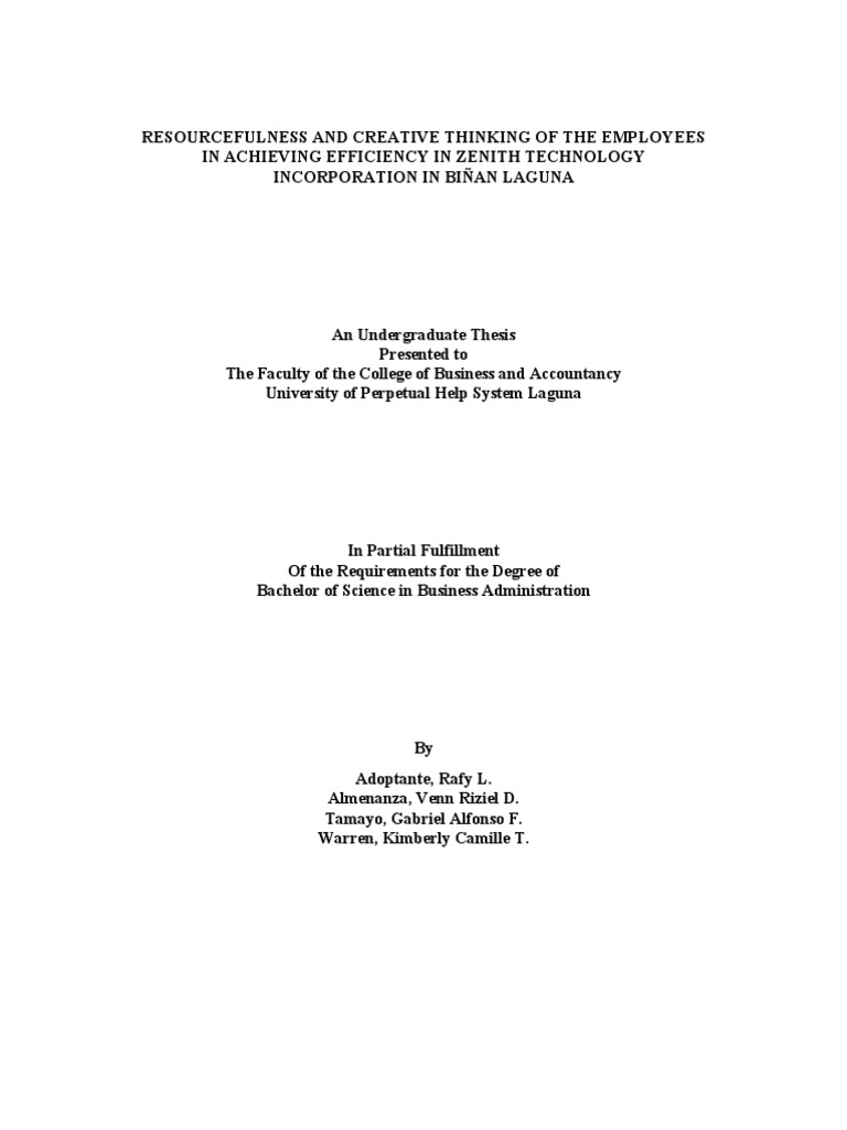 Resourcefulness and Creative Thinking of The Employees | PDF ...