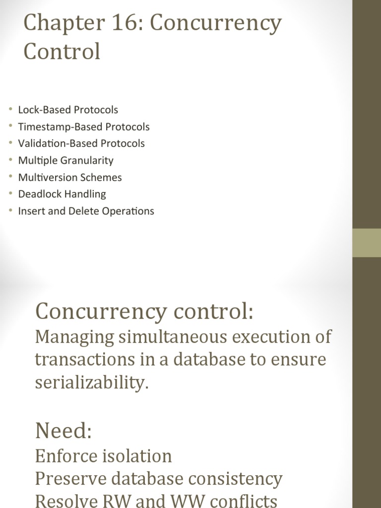 Chapter 16 Concurrency Control Pdf Database Transaction Computing