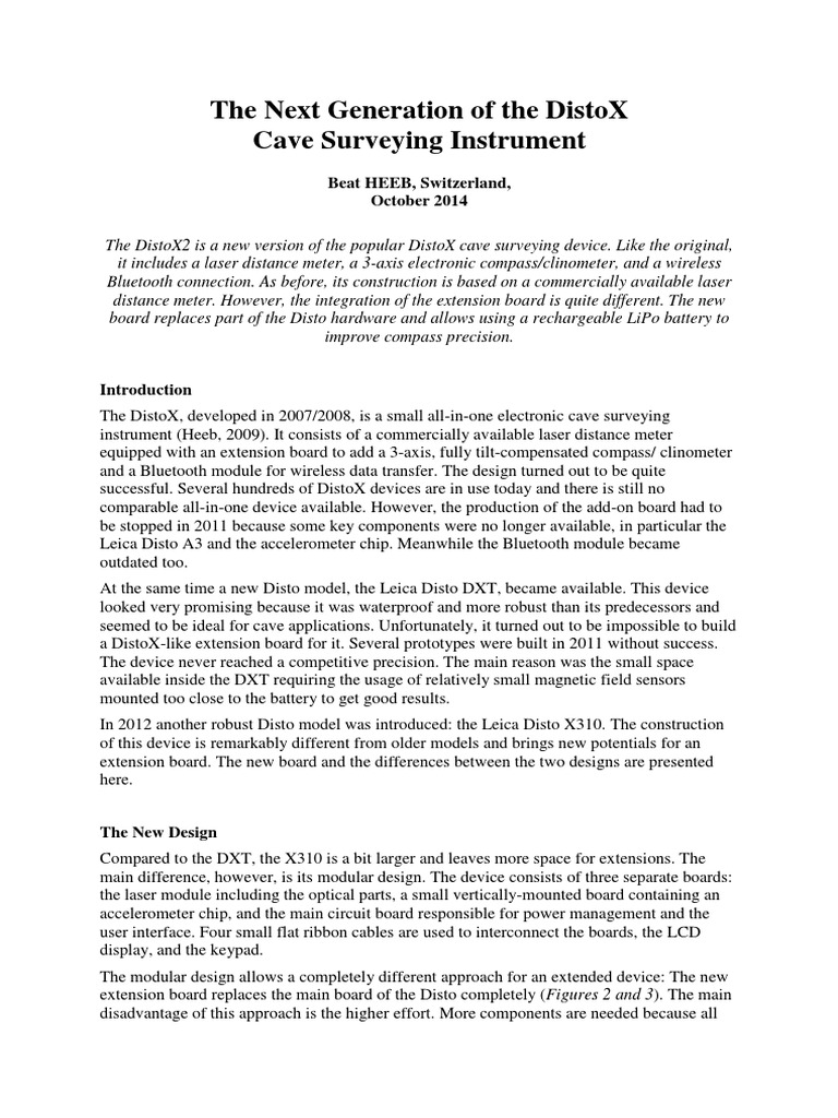 The Next Generation of The Distox Cave Surveying Instrument: Beat Heeb ...