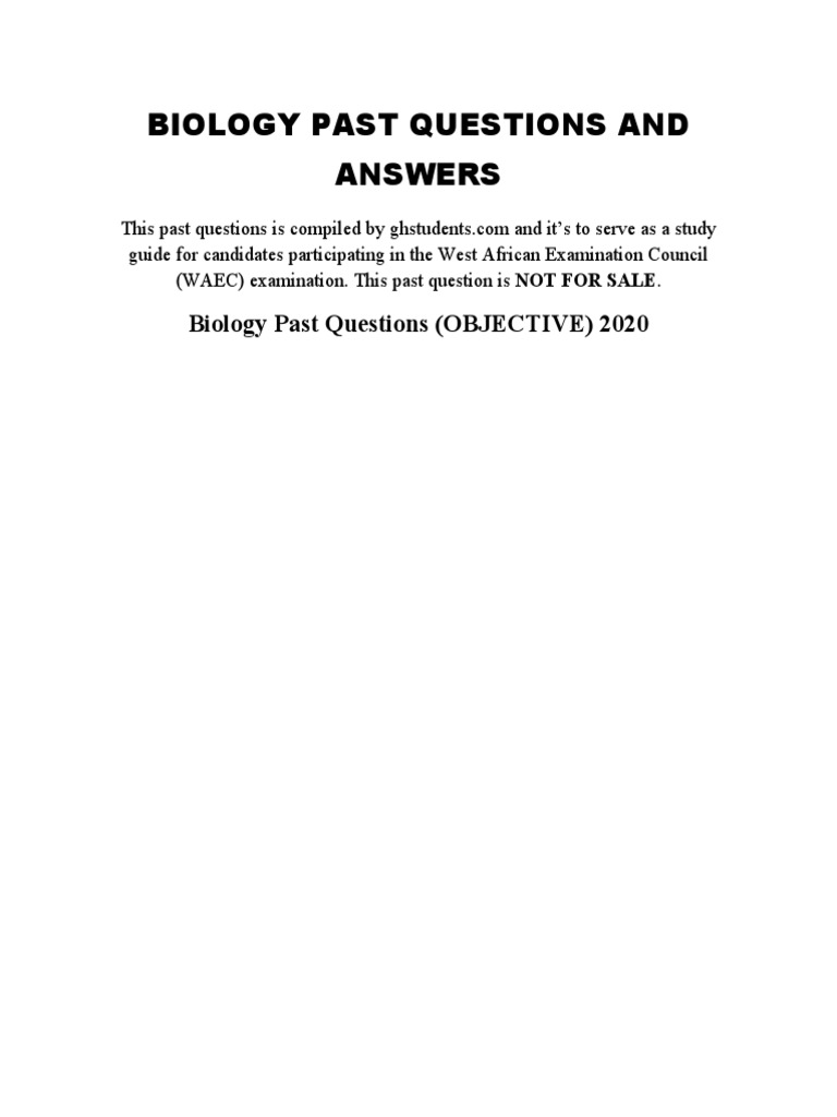 WAEC Biology Past Questions and Answers: A Comprehensive Study Guide ...