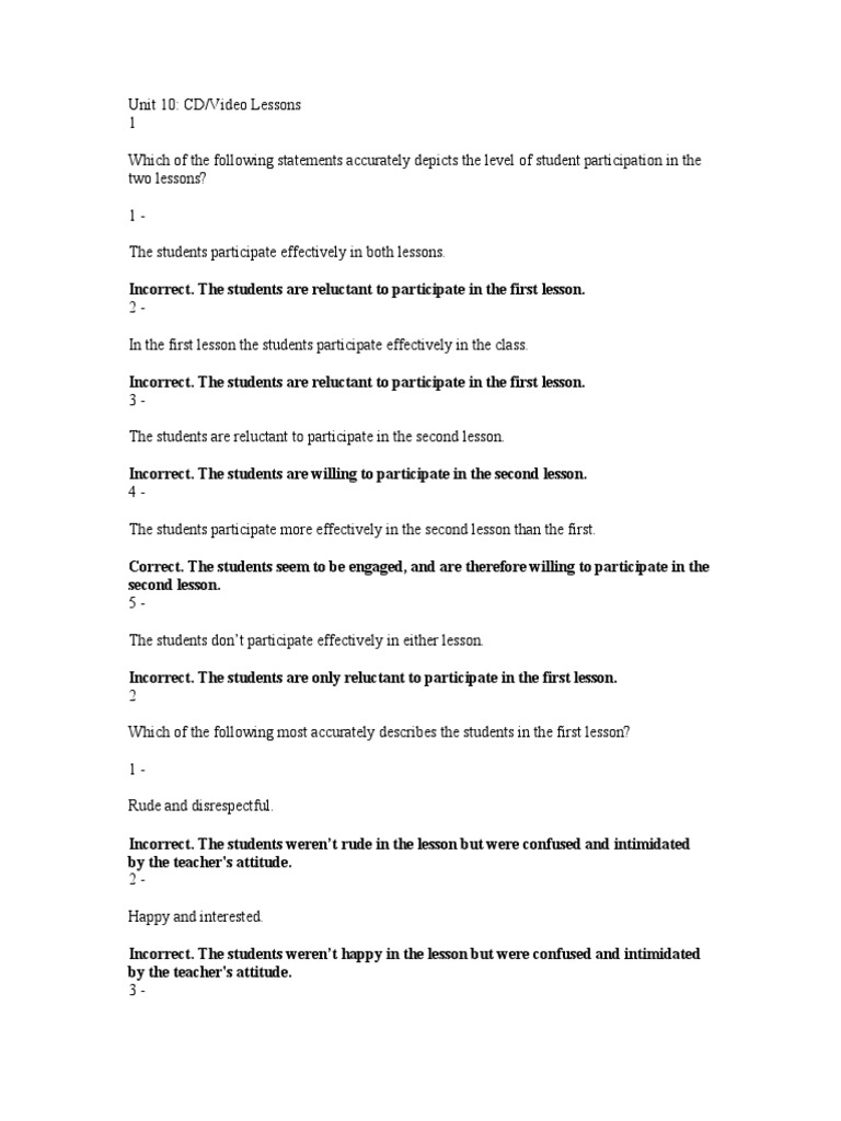 Unit 10 ITTT 2020 Answers PDF | PDF | Lesson Plan | Teachers