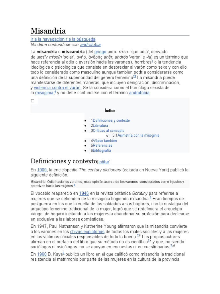 Misandria: Definiciones y Contexto | PDF | Misandry | Prejuicio y ...
