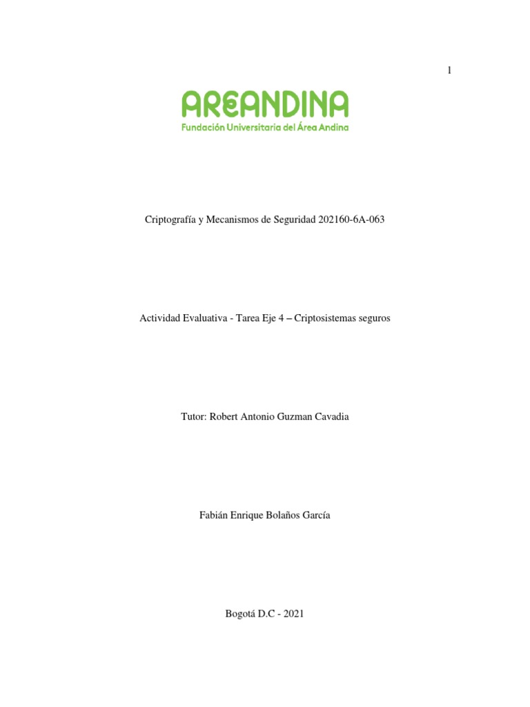 Actividad Evaluativa Eje 4 - Criptografia y Mecanismos de Seguridad | PDF | Contraseña ...
