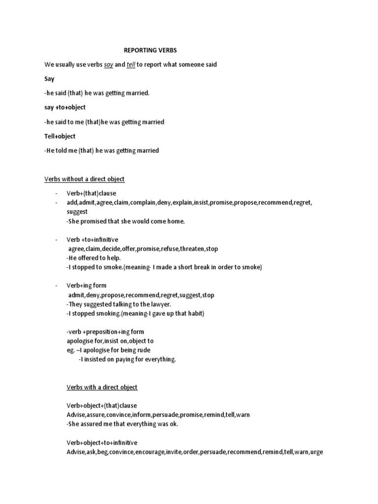 Reporting Verbs: A Guide to Using Say, Tell and Other Reporting Verbs ...