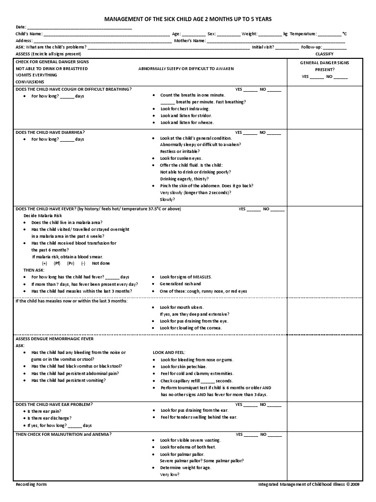 Management of the Sick Child 2 Months Up to 5 Years | Malaria | Medical ...