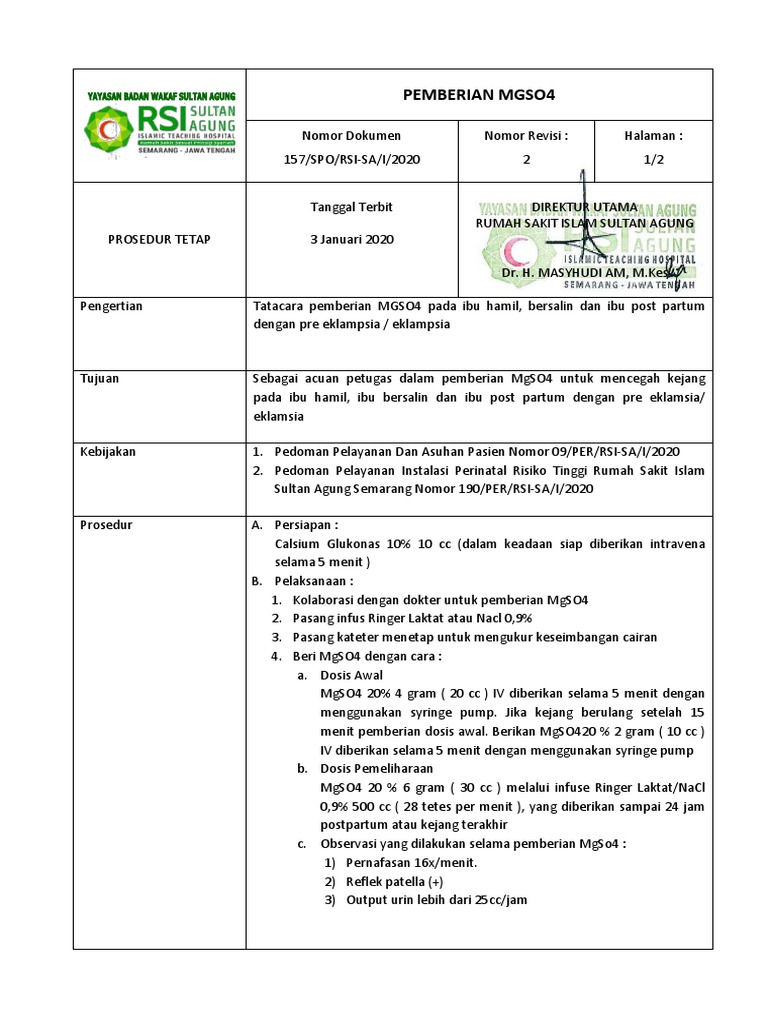 MGSO4 V-Dikonversi | PDF