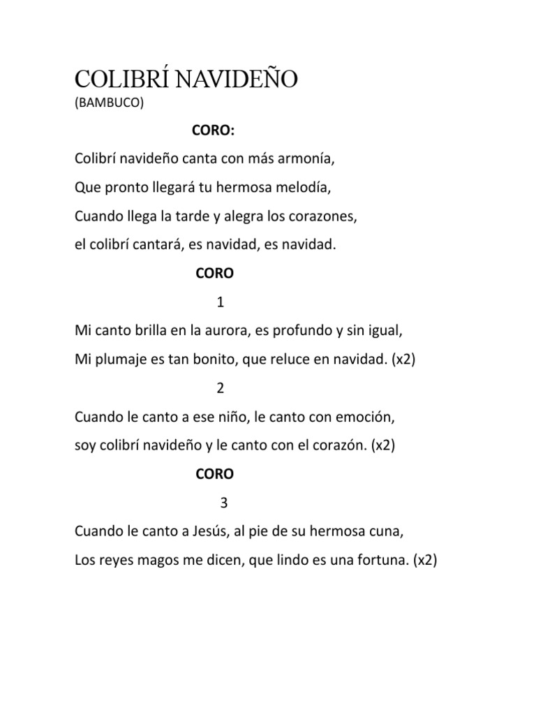 Villancico Colibrí Navideño | PDF