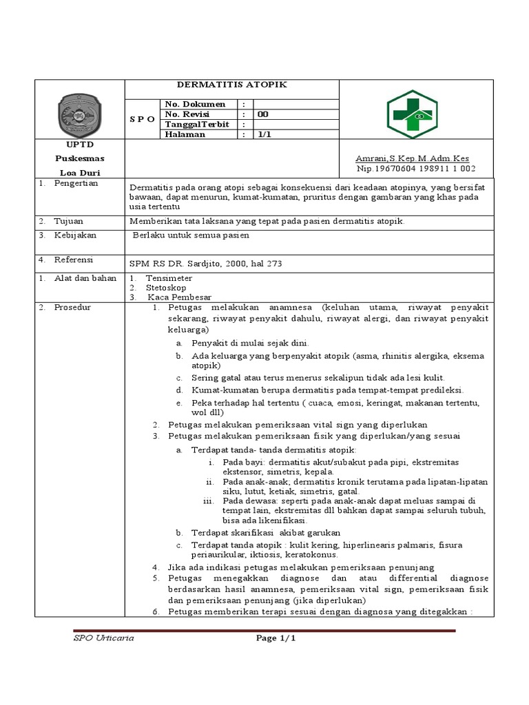 Sop Dermatitis Atopik New | PDF