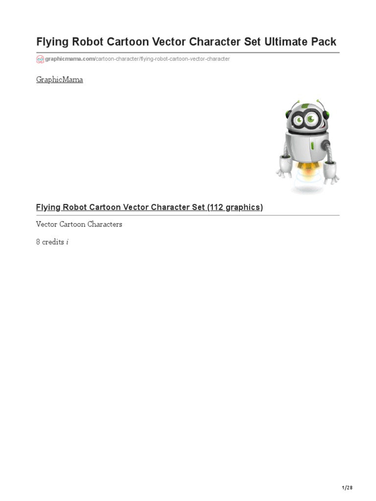 Flying Robot Cartoon Vector Character Set Ultimate Pack | PDF ...