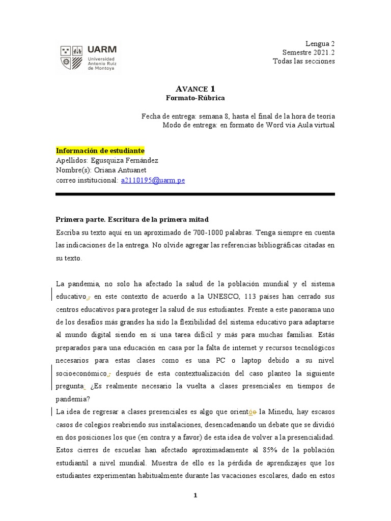 Egusquiza - Avanze 1 | PDF | Internet | Aprendizaje