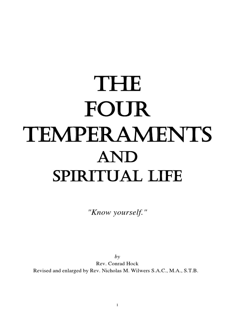 The Four Temperaments and The Spiritual Life (Conrad Hock) | PDF ...
