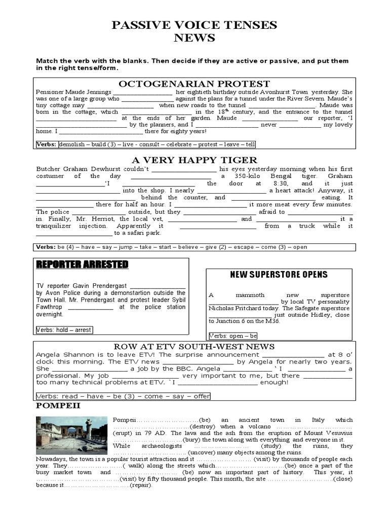 Passive Voice Tenses News: Octogenarian Protest | PDF | Pompeii ...